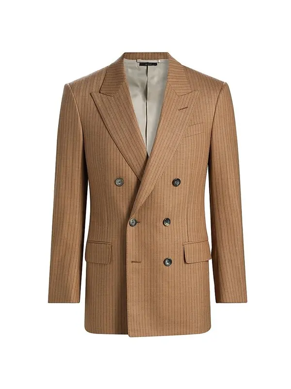 TOM FORD Herringbone Stripe Double-breasted Blazer