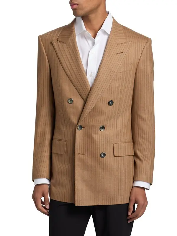 TOM FORD Herringbone Stripe Double-breasted Blazer