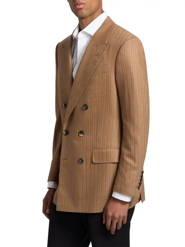 TOM FORD Herringbone Stripe Double-breasted Blazer