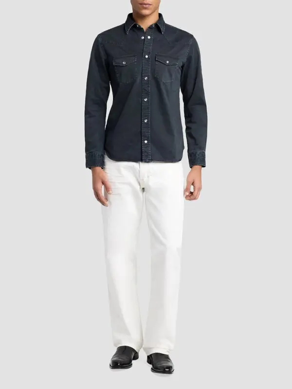 TOM FORD Peached Twill Denim Western Shirt