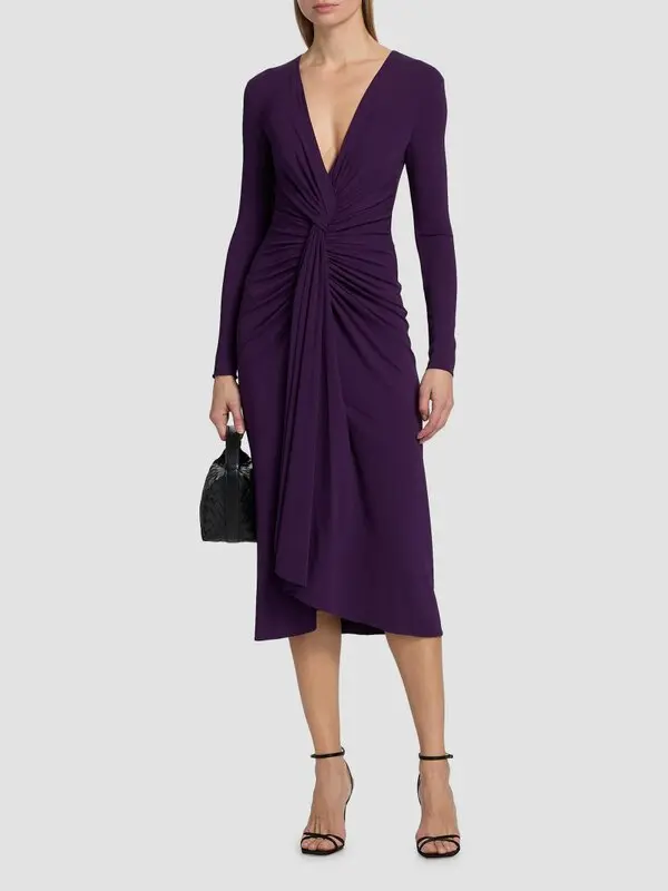 Michael Kors Twist-front Plunging V-neck Midi-dress