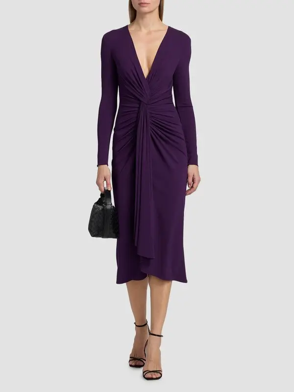 Michael Kors Twist-front Plunging V-neck Midi-dress
