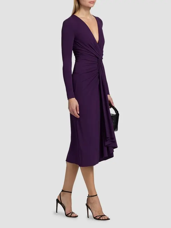 Michael Kors Twist-front Plunging V-neck Midi-dress