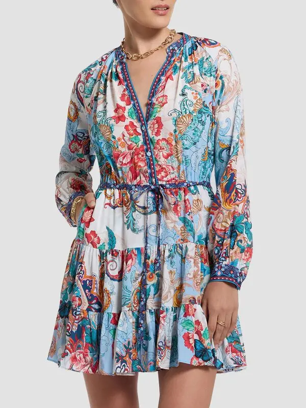 Robert Graham Sydney Floral Silk-blend Tie-waist Minidress