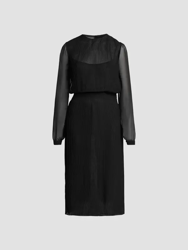 TOM FORD Sheer Stripe Blouson Midi Dress