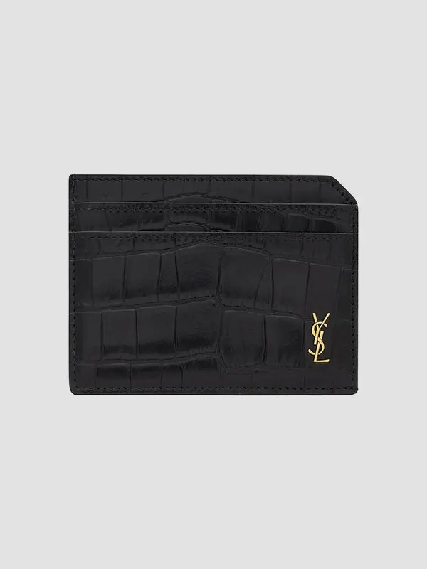 Saint Laurent Tiny Cassandre Open Card Case In Matte Leather
