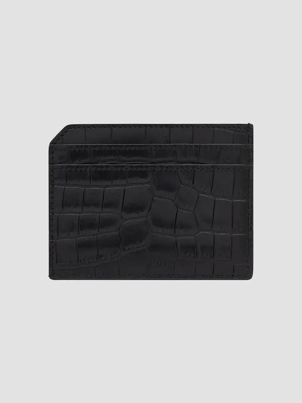 Saint Laurent Tiny Cassandre Open Card Case In Matte Leather