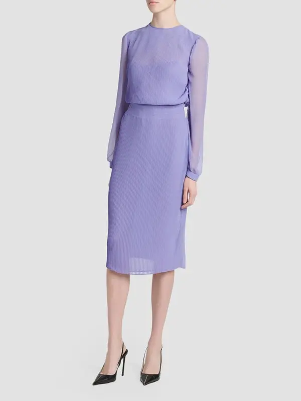 TOM FORD Pleated Chiffon Midi Dress - Blue