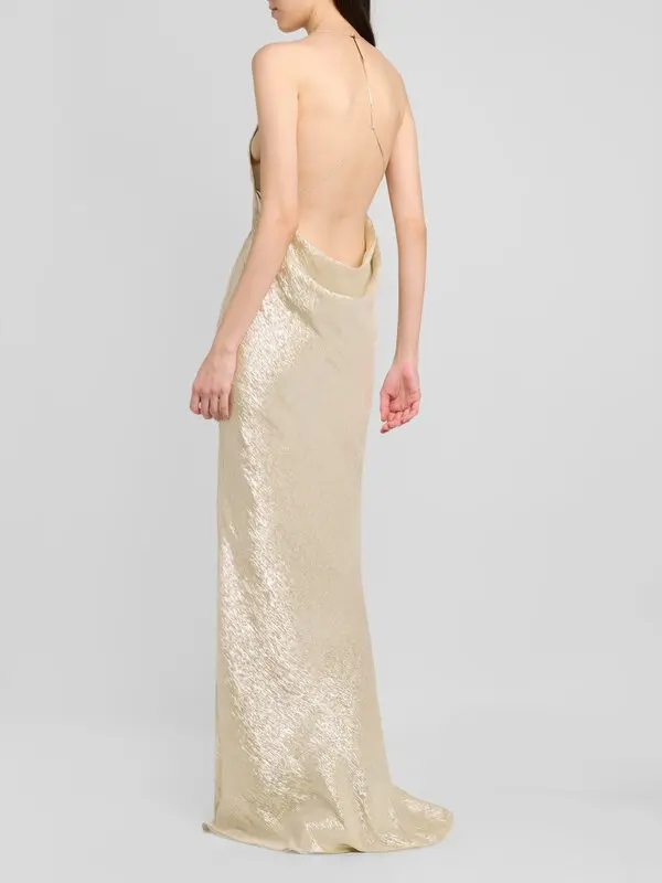 TOM FORD Metallic Silk-blend Open-back Maxi Dress