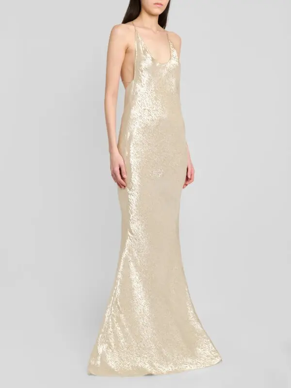 TOM FORD Metallic Silk-blend Open-back Maxi Dress