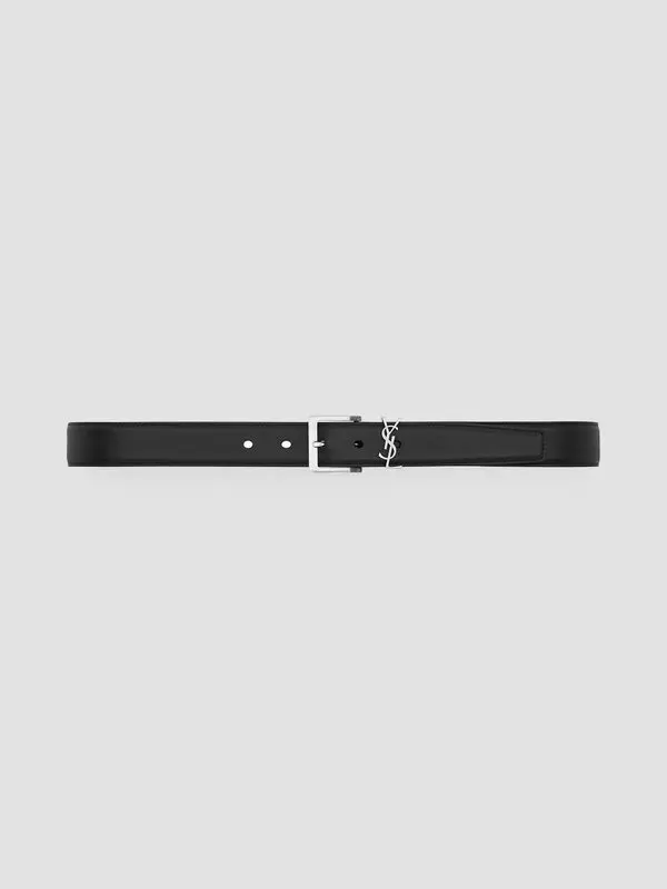 Saint Laurent Cassandre Vadim Belt In Smooth Leather - Black
