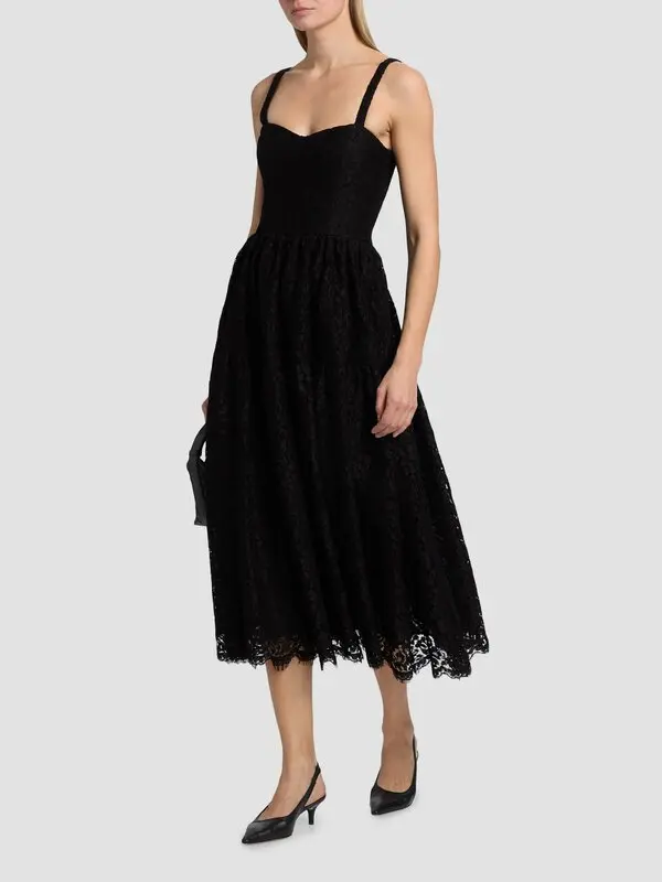 Michael Kors Floral Lace Cotton-blend A-line Midi-dress