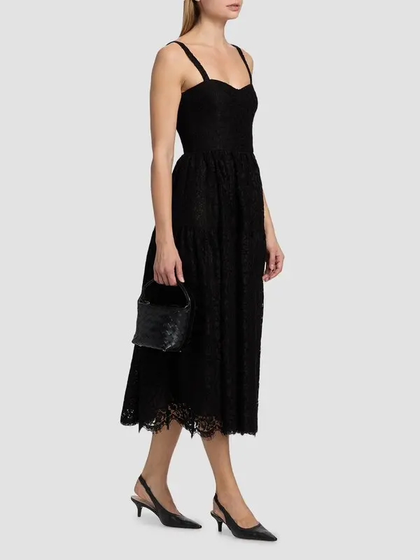 Michael Kors Floral Lace Cotton-blend A-line Midi-dress