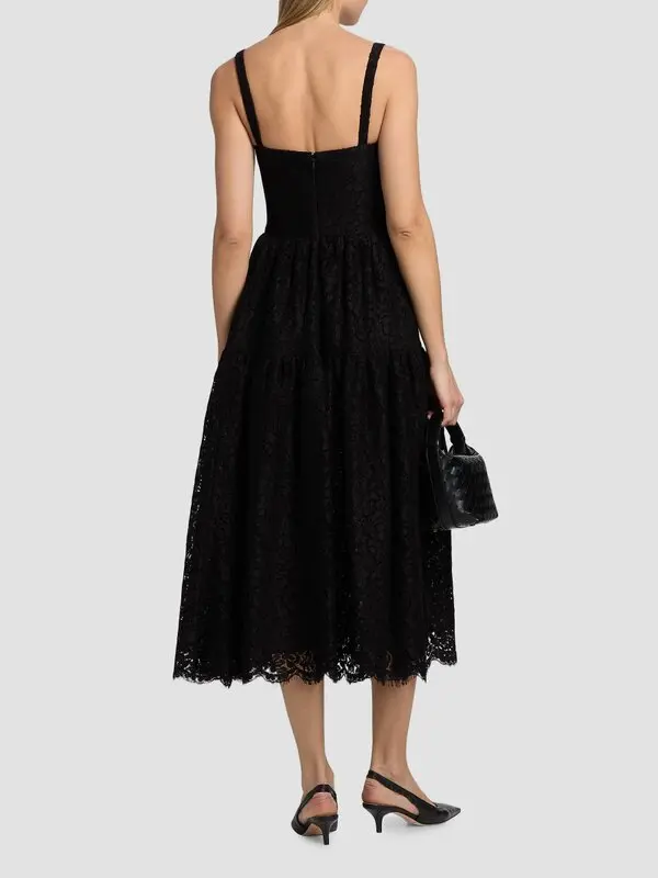 Michael Kors Floral Lace Cotton-blend A-line Midi-dress