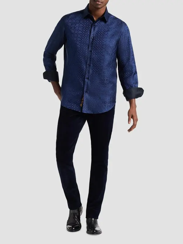 Robert Graham Silk-blend Tile Jacquard Button-front Shirt