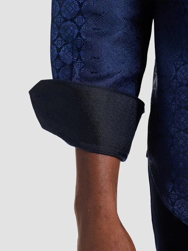 Robert Graham Silk-blend Tile Jacquard Button-front Shirt