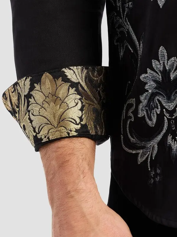 Robert Graham Cheetah Embroidered Damask Button-front Shirt