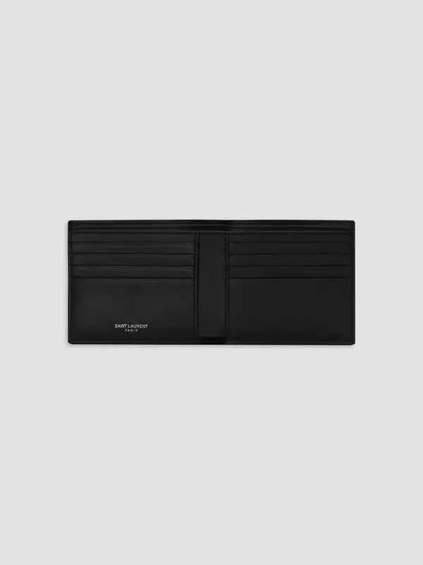Saint Laurent Tiny Cassandre East-west Wallet In Crocodile-embossed Leather