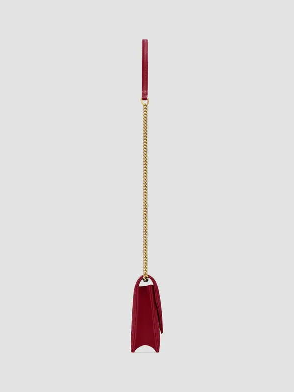 Saint Laurent Cassandre Envelope Chain Wallet In Lambskin Leather - Deeply Red