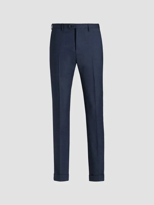 Emporio Armani Textured Virgin Wool Trousers - Navy