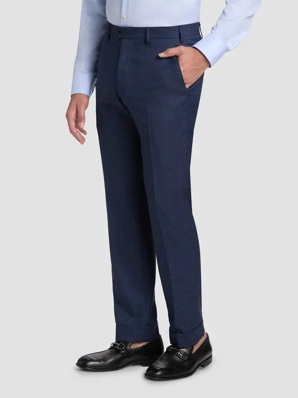 Emporio Armani Textured Virgin Wool Trousers - Navy