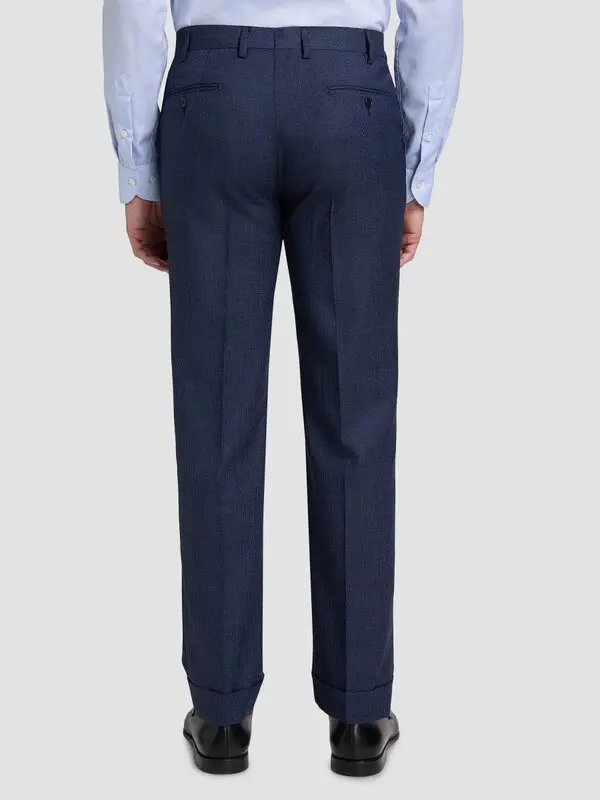 Emporio Armani Textured Virgin Wool Trousers - Navy