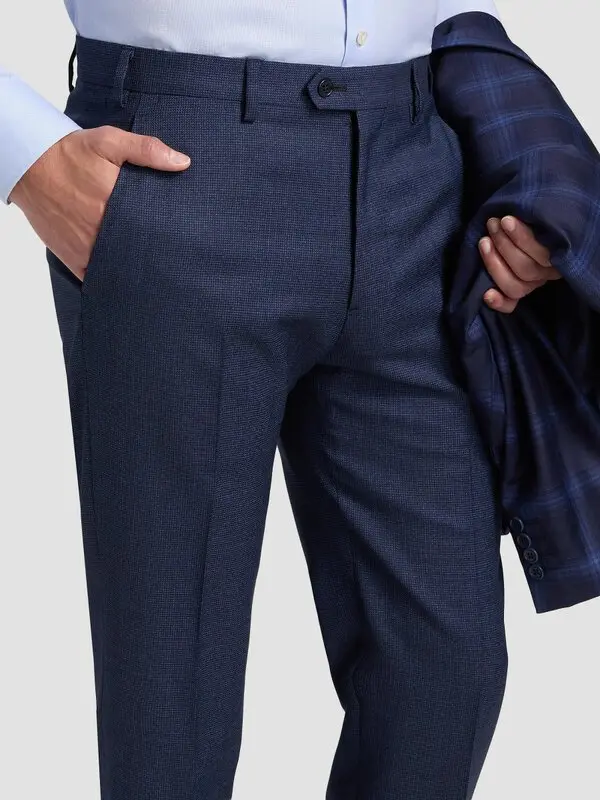 Emporio Armani Textured Virgin Wool Trousers - Navy