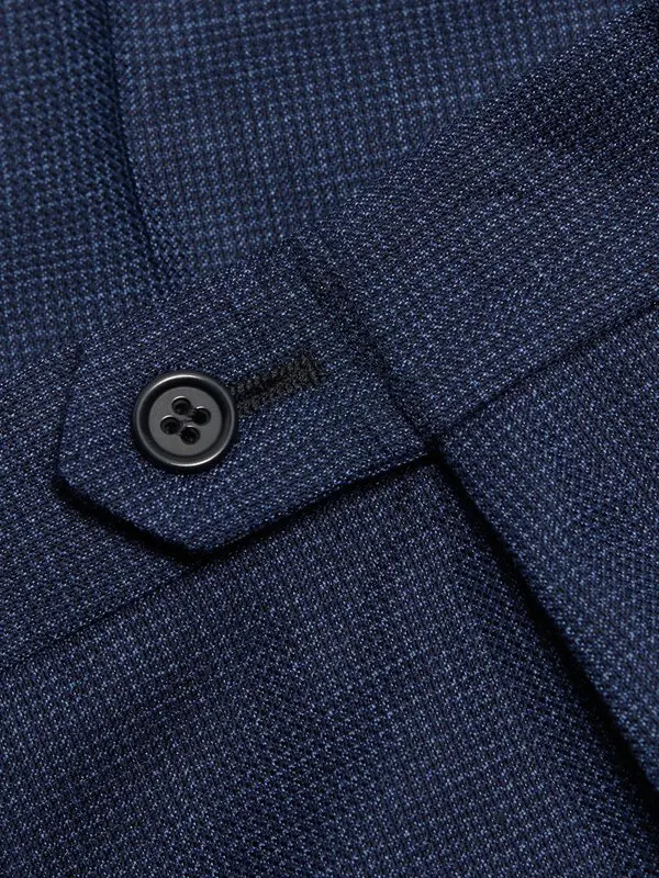 Emporio Armani Textured Virgin Wool Trousers - Navy