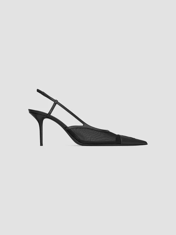 Saint Laurent Renée Slingback Pumps In Mesh - Black
