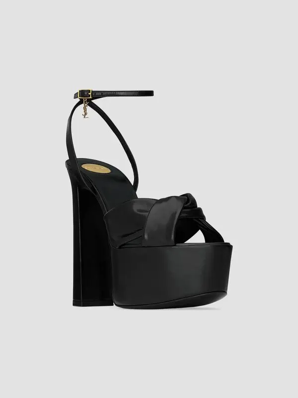 Saint Laurent Franciane Platform Sandals In Smooth Leather - Black