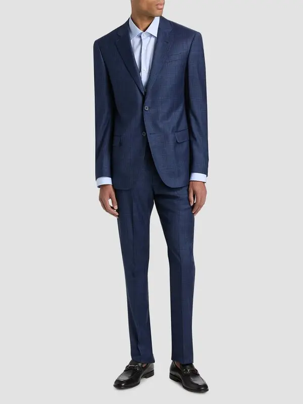 Emporio Armani Windowpane Plaid Single-breasted Wool Suit