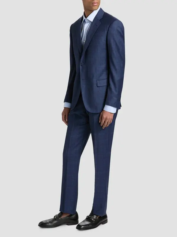 Emporio Armani Windowpane Plaid Single-breasted Wool Suit