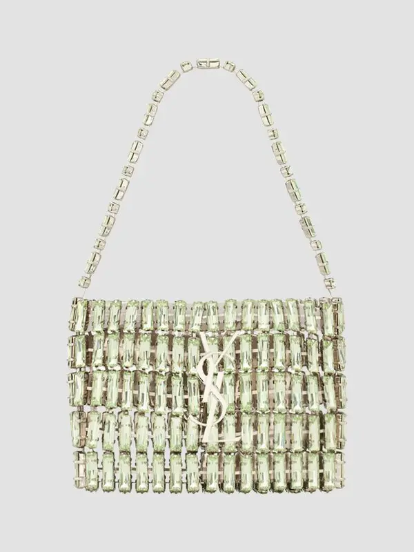 Saint Laurent Micro Evening Bag In Crystals - Chrysolite