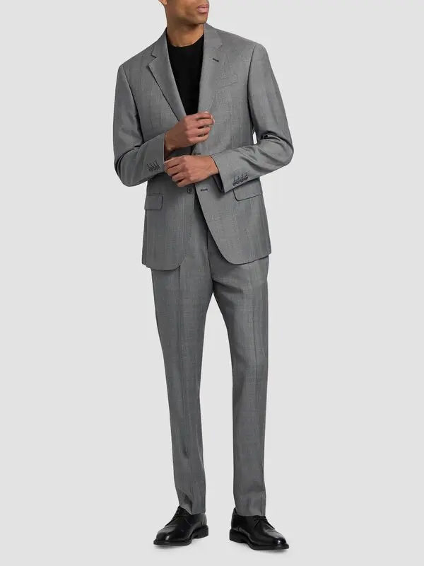 Emporio Armani Double-windowpane Plaid Wool Suit
