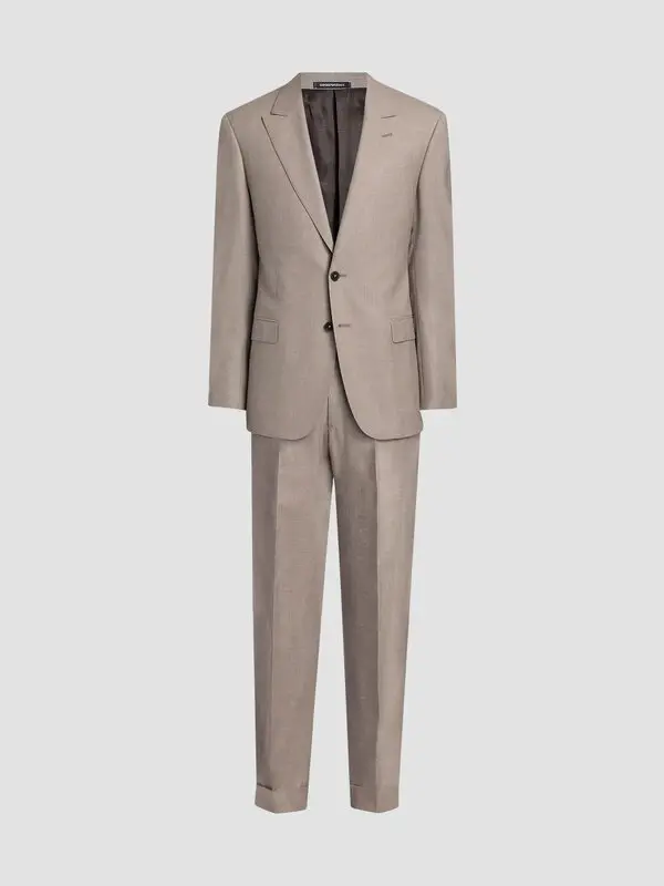 Emporio Armani Tonal Textured Single-breasted Wool, Silk & Linen Suit