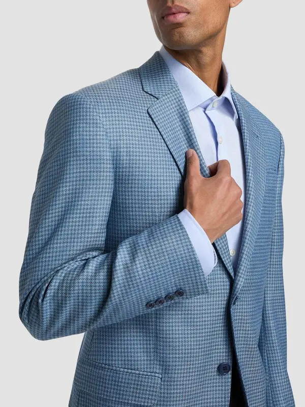 Emporio Armani Textured Houndstooth Sport Coat - Light Blue