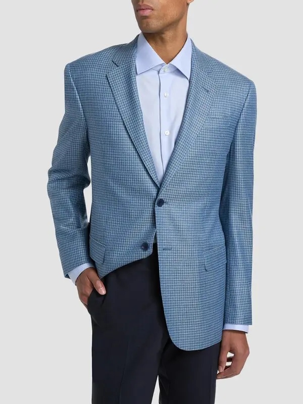 Emporio Armani Textured Houndstooth Sport Coat - Light Blue