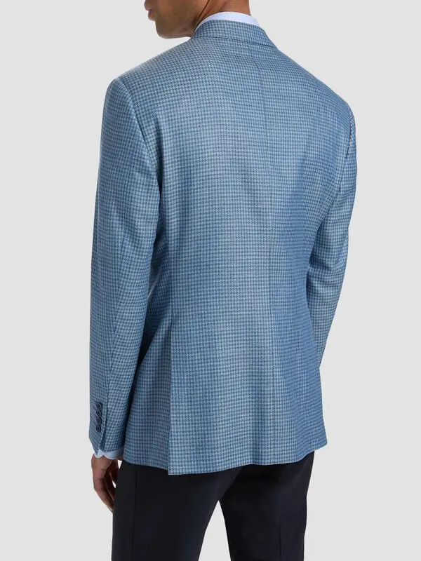Emporio Armani Textured Houndstooth Sport Coat - Light Blue