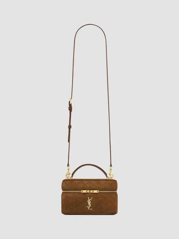 Saint Laurent Suede Gaby Vanity Bag - Light Chestnut