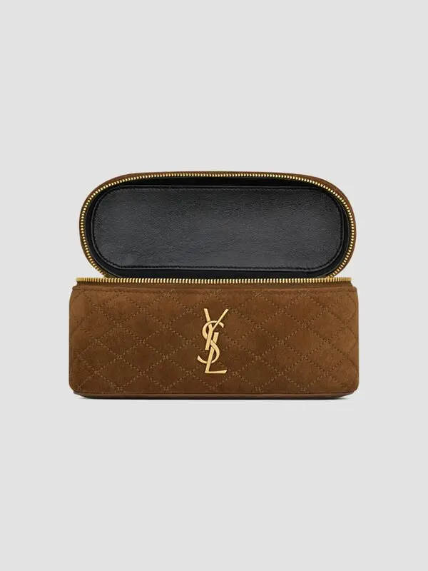 Saint Laurent Suede Gaby Vanity Bag - Light Chestnut