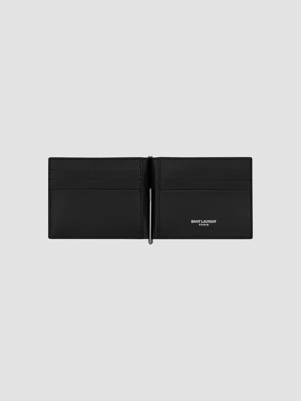 Saint Laurent Tiny Cassandre Bill Clip Wallet In Matte Leather