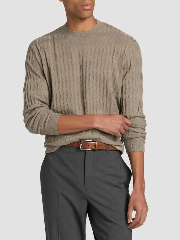 Emporio Armani Diamond Virgin Wool Sweater - Tan