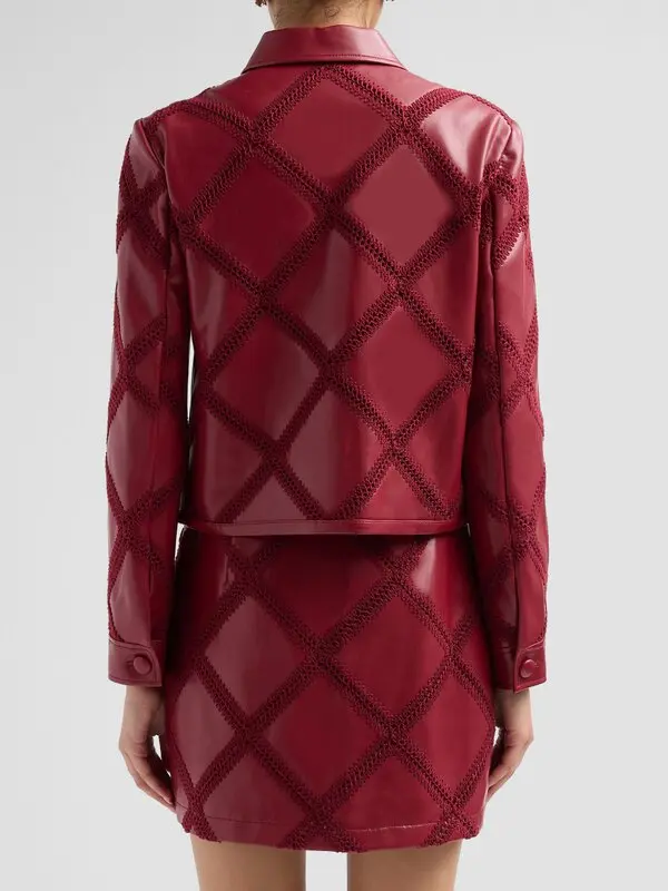 Cinq À Sept Audree Crochet-trim Faux Leather Jacket - Berry Wine
