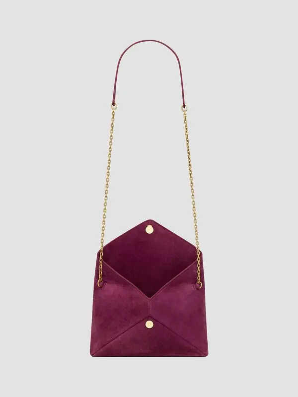 Saint Laurent Cassandre Small Chain Pouch In Suede - Deep Fuchsia