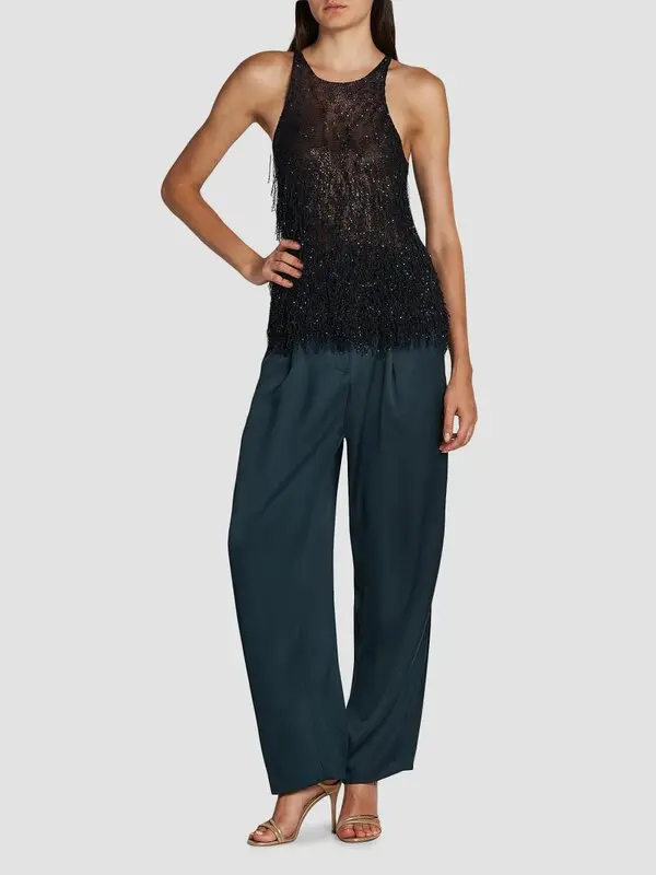 Giorgio Armani Sequined Knit Sleeveless Blouse