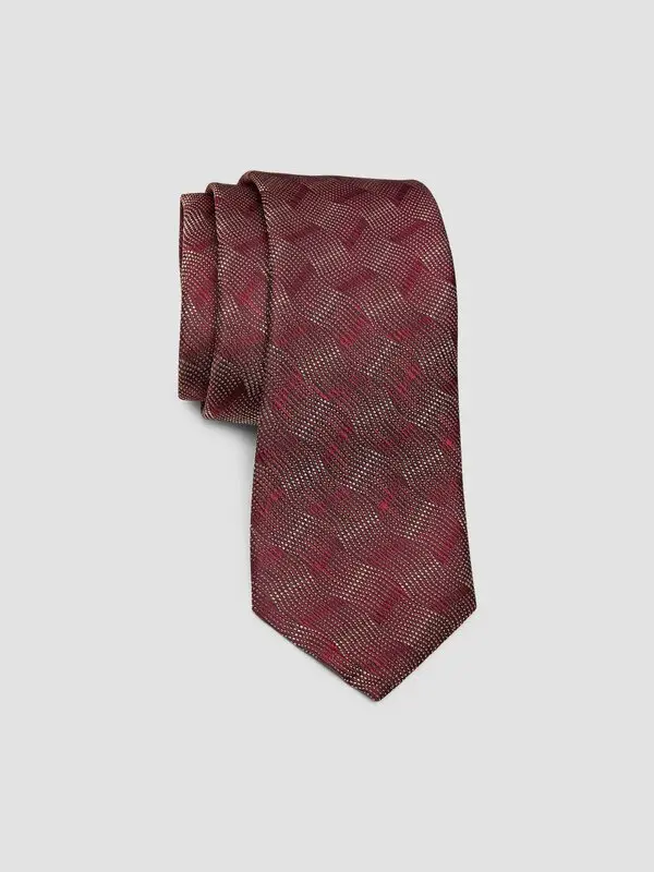 Emporio Armani Wave-pattern Silk Tie - Bordeaux