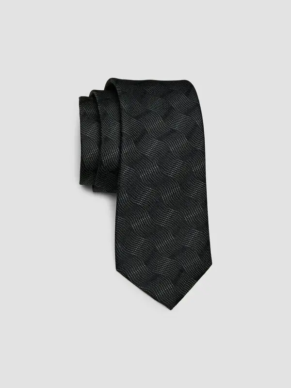 Emporio Armani Wave-pattern Silk Tie - Nero
