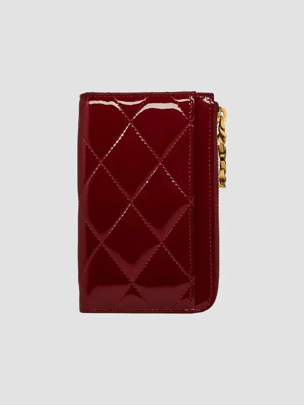 Saint Laurent Cassandre Bijou Zip Card Case In Patent Leather