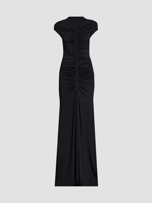 Giorgio Armani Ruched Embellished Gown - Black