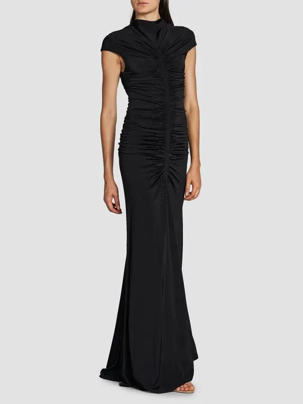 Giorgio Armani Ruched Embellished Gown